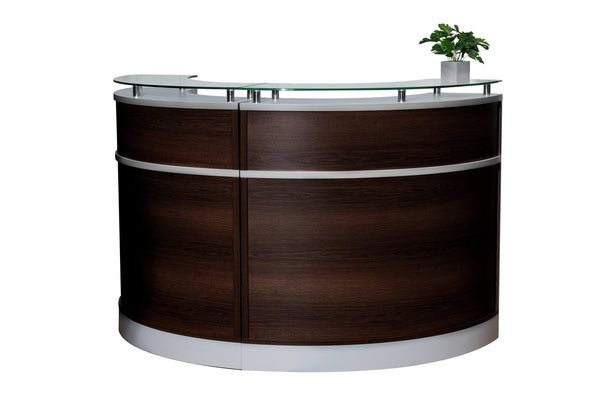 Cosmo Glass Top Round Reception Desk | Office Source