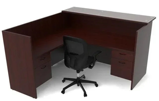 Cherryman Amber 'L' Shaped Reception Desk, Glass Transaction Top ...