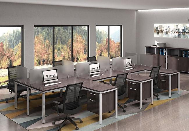 Boss Simple System Six L Shaped Desk with Drawer, Facing ...