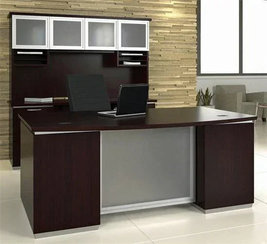 TUX-TYP11G - Tuxedo Office Desk, Credenza w/Hutch Set by OSP